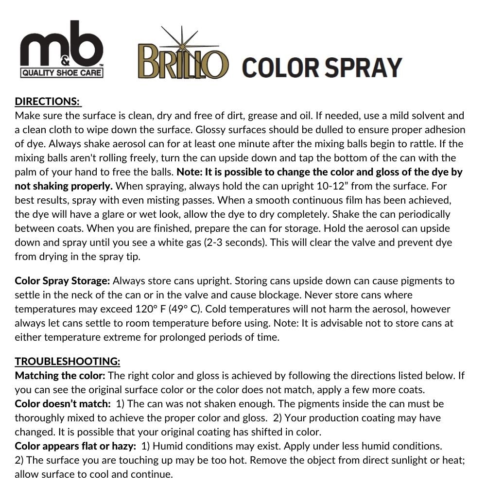 BRILLO™ SHOE COLOR SPRAY 127g / 4.5oz - ASSORTED COLOURS